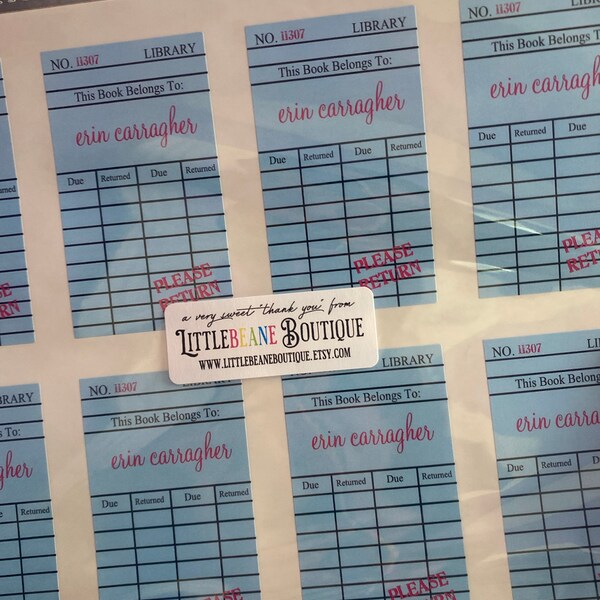Personalized Library Book Stickers, 4 Pastel Colors to Choose From ...