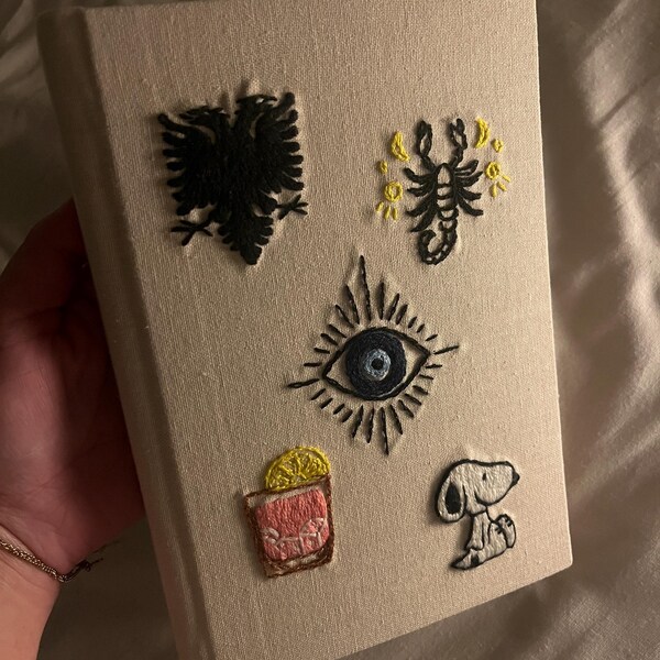 Personalized Hand Embroidered Journal Notebook A5, Photo Album, Fabric ...