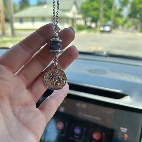 Car Rear View Mirror Charm Hanging, St. Christopher Auto Travel Charm ...
