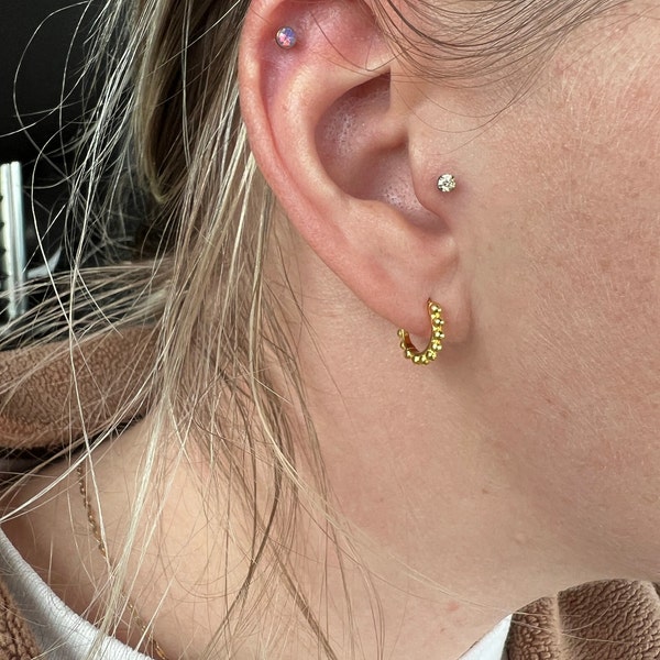 Tiny Diamond Flat Back Stud - Stud Earrings - Stainless Steel ...