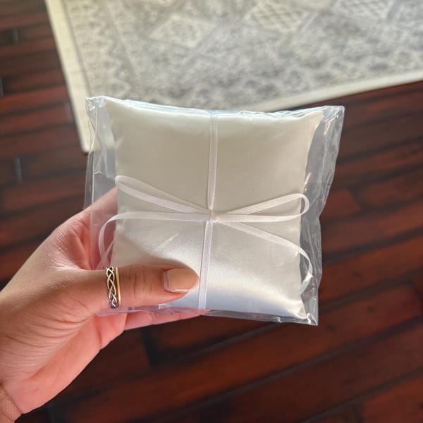Small Ring Pillow, Ivory Satin Engagement Ring Pillow, Mini Ring Bearer ...
