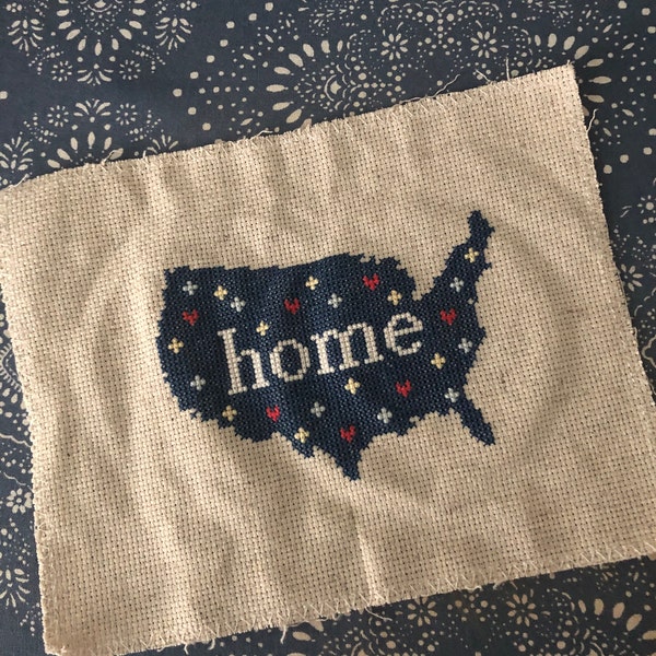Patriotic Cross Stitch Pattern, USA Map - Home - Instant Download PDF ...