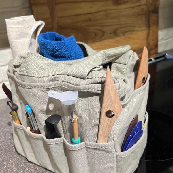 Boho Beige Soolla® Pottery Tool Bag, Pottery & Art Supplies Carrier ...