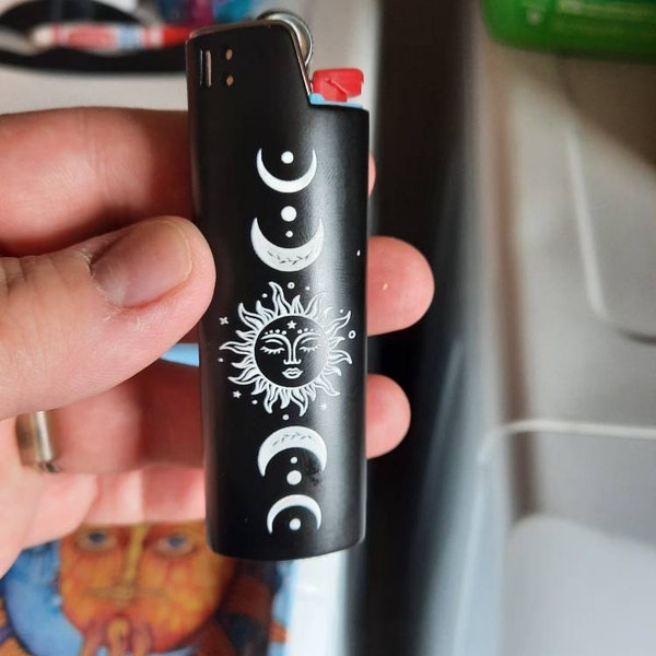 Lighter Sleeve Sun Moon, Lighter Case Moon Phase Print, Metal Lighter ...