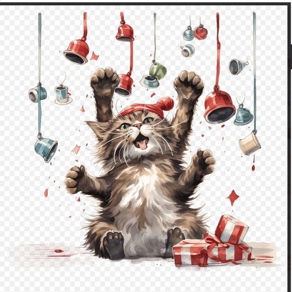 Christmas Cats Watercolor Clipart Bundle: 467 Festive PNG Images ...