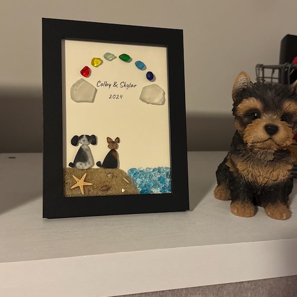 Sea Glass Dog or Cat at the Rainbow Bridge, Sea Glass Art, Handmade ...