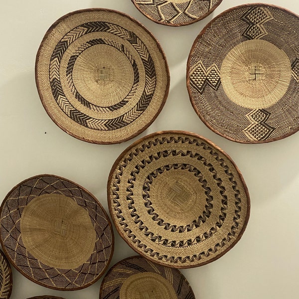 African Basket Set of 6, African Wall Binga Baskets, Tonga Wall Basket ...
