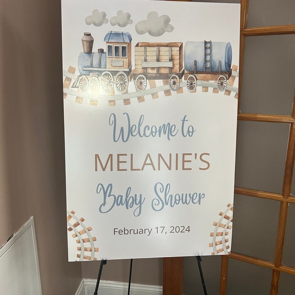 EDITABLE Train Welcome Sign Baby Boy Shower 1st Birthday All Aboard ...