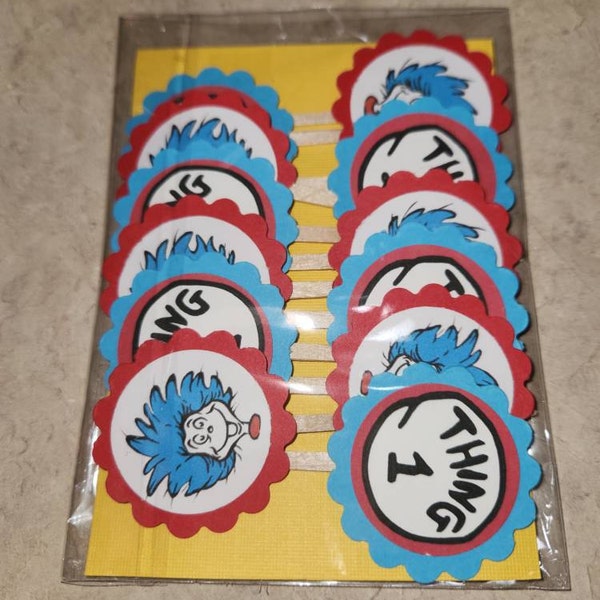 Thing One & Two * Cupcake Toppers - Etsy