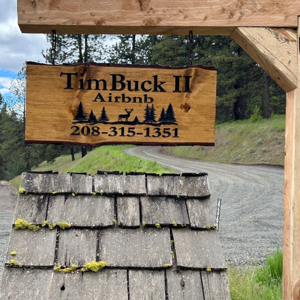 Rustic Live Edge Home Address Sign, Wooden Carved Address Sign, Custom ...