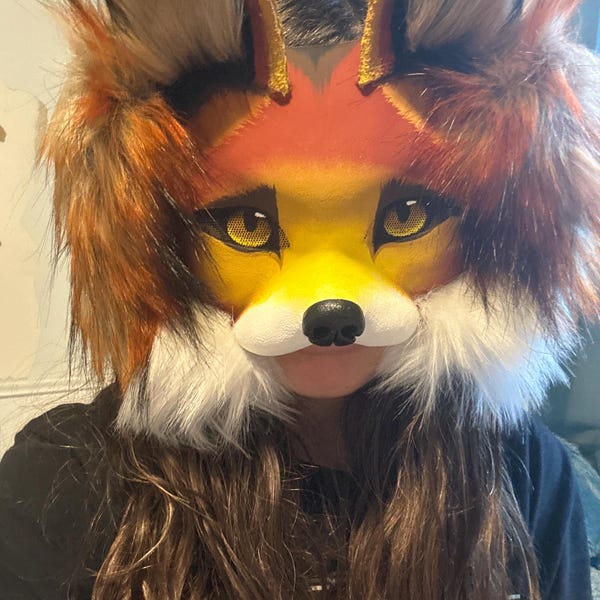 Mystical Therian Cat Mask Handmade Feline Cosplay Accessory Therian ...