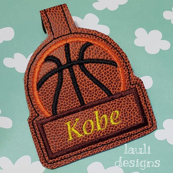 Basketball Snap Tab Embroidery Design, in the Hoop Key Fob Embroidery ...