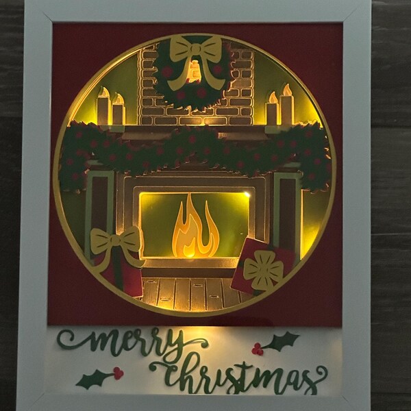 3D MANTLE With STOCKINGS Svg - 3D Christmas Svg - CHRISTMAS Shadow Box ...