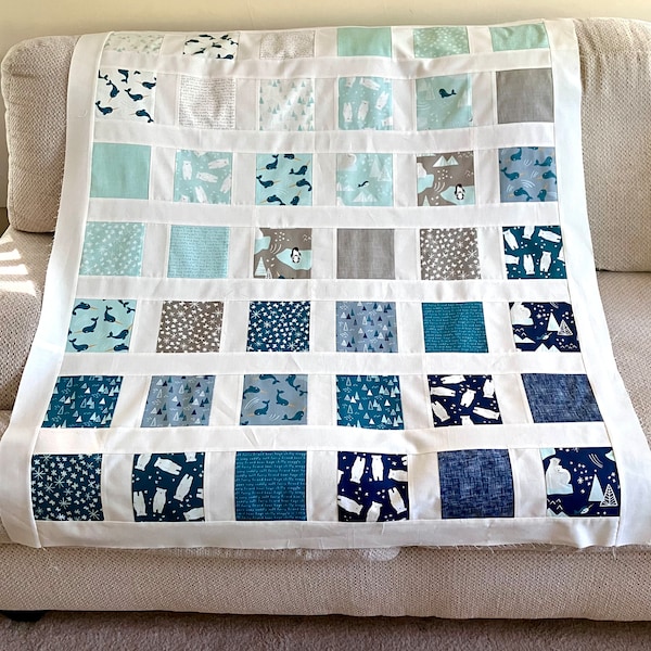 Modern Patchwork Crib Cot Quilt PDF Pattern: "frolic" Design - Make ...