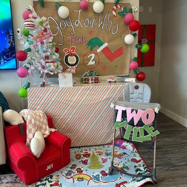Twoville Girl Birthday Banner in Custom Colors | Pink and Green ...