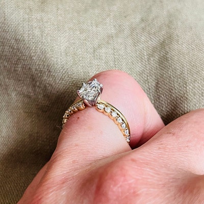 Open Wedding Band Colorless Moissanite Open Wedding Band Bubble Prong ...