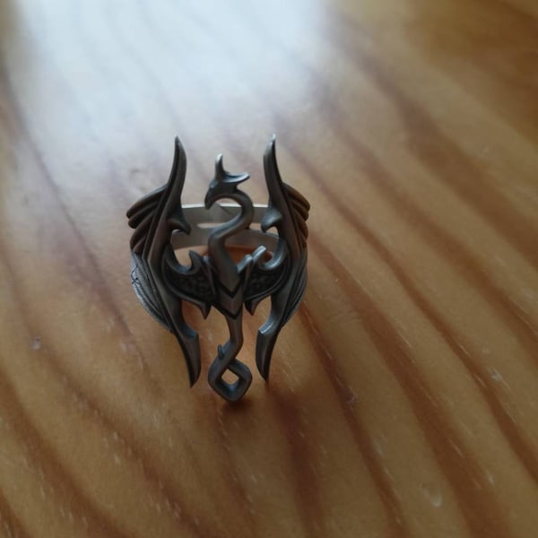 Sterling Silver Elder Scrolls Skyrim Ring, Dragonborn Ring, Dragon Ring ...