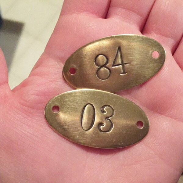 Hand Punched Brass or Aluminum Numbered Tags - Custom Numbered Locker ...