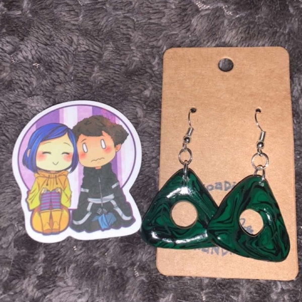Coraline Earrings// Button and Seeing Stone - Etsy