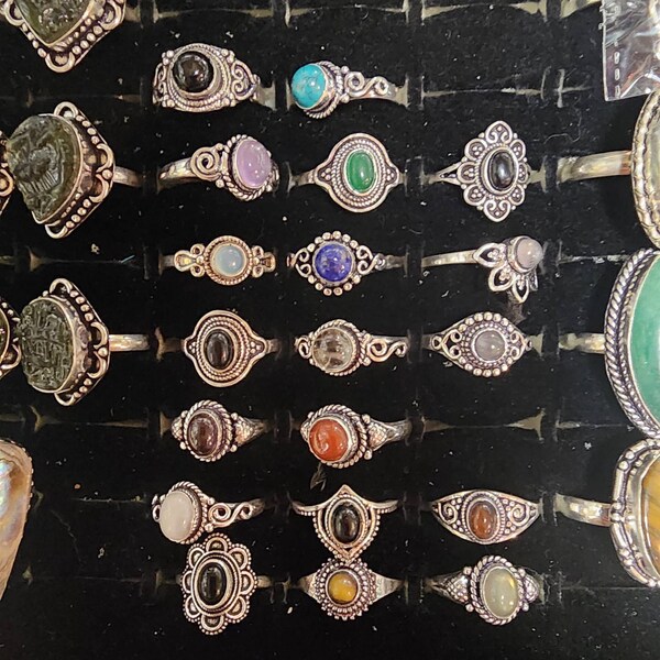 Assorted Gemstone Rings Jewelry, Assorted Crystal Handmade Ring for ...