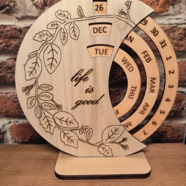 Calendar Laser Cut File, Perpetual Calendar Vector, CNC Cut, SVG, Cnc ...