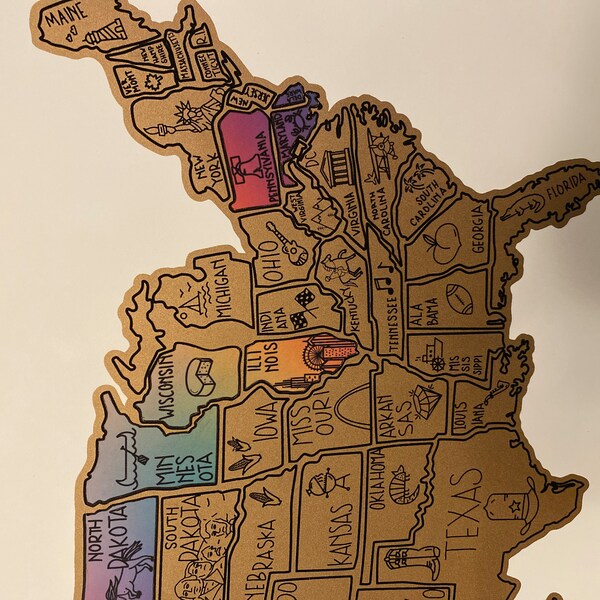 USA Sales Map Tracker, Scratch off Poster, US State Map Scratch Off ...