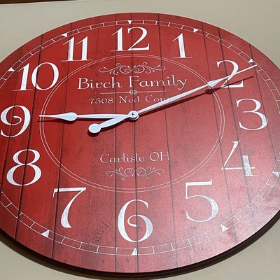Harbor Red Wall Clock, Large Wall Clock, Choose From 8 Sizes. Extra ...
