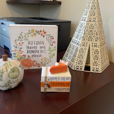 Pumpkin Pie Mini Book Stack, Fall Book Stack, Fall Decor, Fall Tiered ...