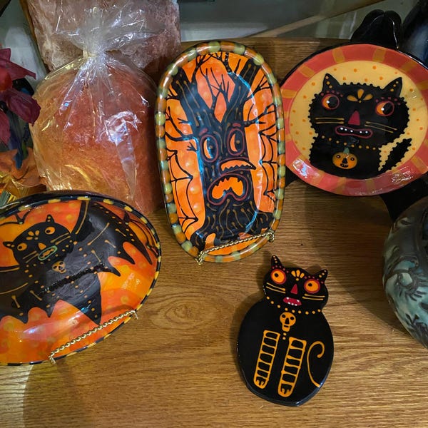 Halloween Black Cat Scaredy Cat Jack-o-lantern Pumpkin 5 X 7 Print by ...