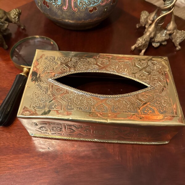Engraved Solid Brass Tissue Box Cover - Rectangular Solid Brass Tissue ...