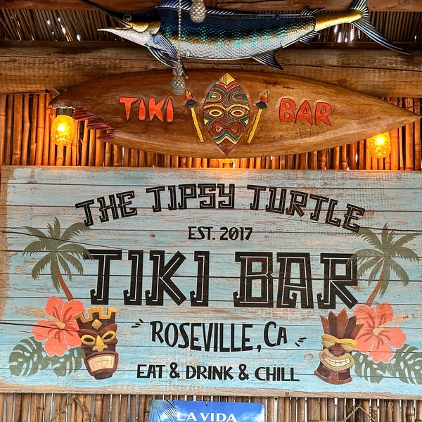 Custom Tiki Bar Sign | Personalized Huge Canvas | Outdoor Home Bar ...