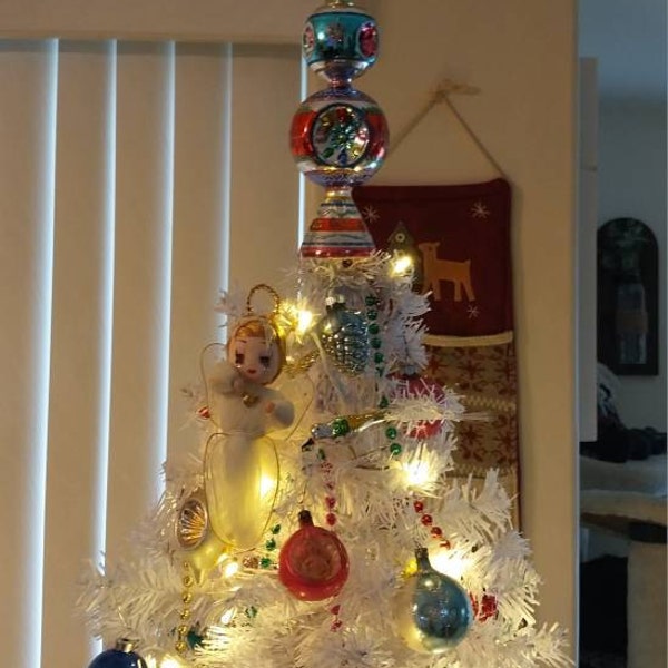 20 Pastel Pink & Purple SHINY BRITE Feather Tree Christmas Ornaments ...