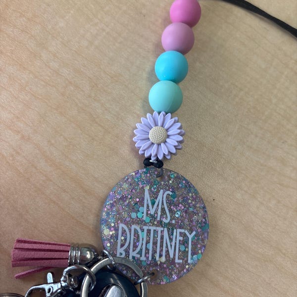 Rainbow Glitter Lanyard - Personalized Lanyard for Keys or ID Badge ...