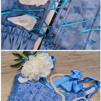 Corset Stays Bodice Romantic and Elegant Baroque Royalcore Blue Corset ...