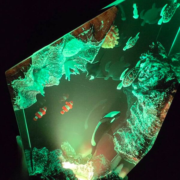 Turtles Resin Lamp, Sea Coral Night Lights, Unique Epoxy Lamp for ...