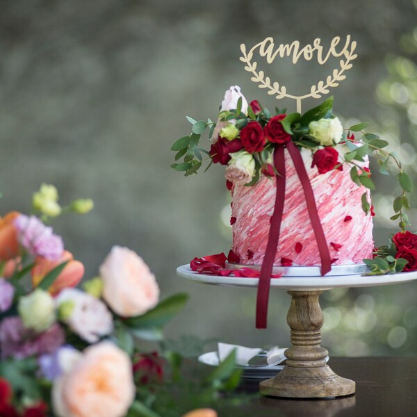 Amore Wedding Cake Topper | Modern Calligraphy | 6.0" Inches | Unique ...