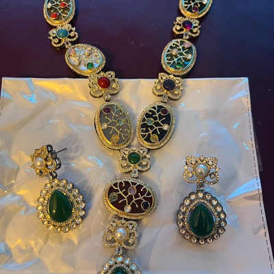 Tyaani Inspired Fine Quality Gold Plated Layered Black Onyx Silver ...