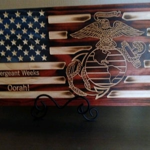 Classic United States Marine Corps EGA Flag Custom Made From Pine Wood ...
