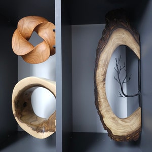 Penrose Triangle Inspired Walnut Wood Carving, 7.5 Diameter Möbius ...