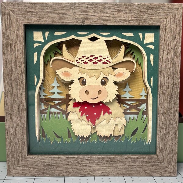 Cowboy Highland Cow Shadow Box SVG: 3D Papercut File (digital Download ...