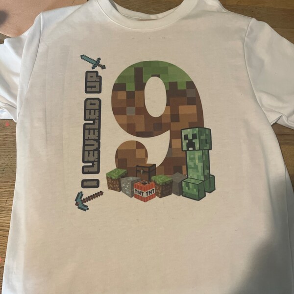 Minecraft Birthday Shirt - 9 - Etsy