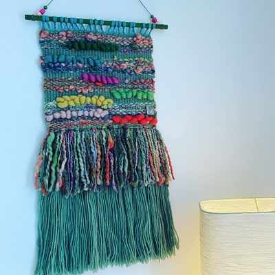 Chunky Woven Wall Hanging, Bohemian, Lilac Whimsical Colourful Weave ...