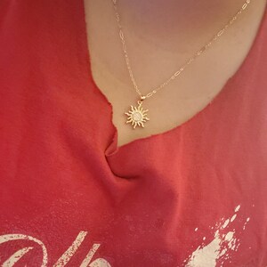 Sun Necklace, 14k Gold Filled Chain, Celestial Sun, Cubic Zirconia ...
