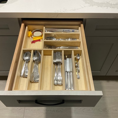 13 to 15 Inches Wide Drawer Insert, Custom Drawer Organizer, Wood ...