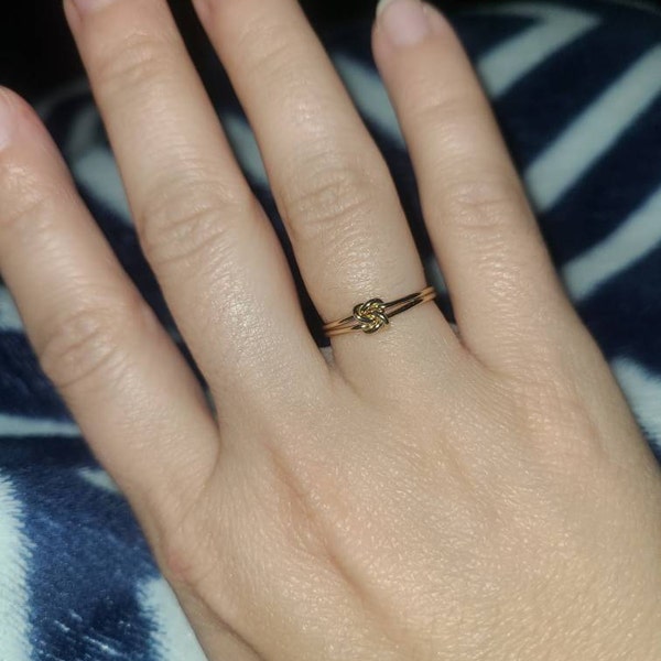 14k Gold Filled Double Knot Stacking Ring - Gold Minimalist Stacking Ring Knuckle Midi Ring Thin ...