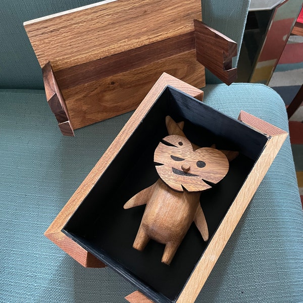 Oak and Walnut Sliding Panel Puzzle Box: Secret Wooden Box - Etsy