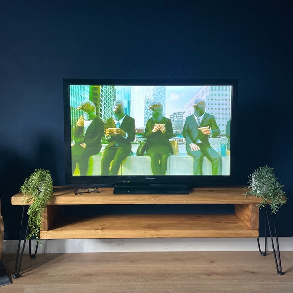 Handmade Rustic Pine TV Stand With Hairpin Legs - Etsy UK