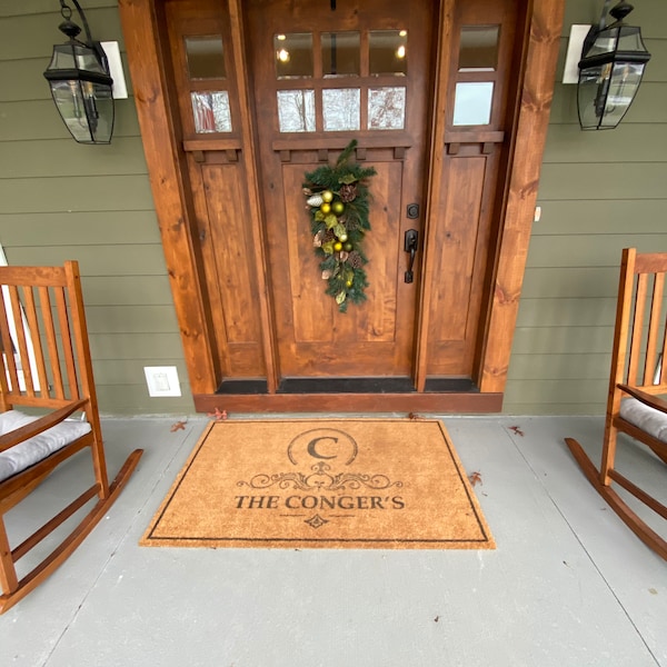 Single Initial Monogram Doormat, Classic Serif Style Letters ...