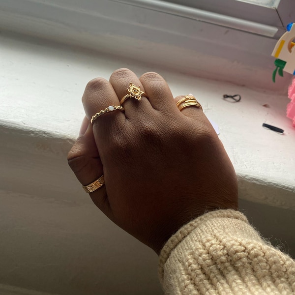 21pcs Stackable Rings Set | Multi Design Rings, Yin Yang, Black Rings ...