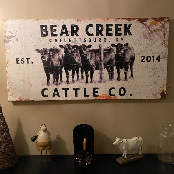 Cattle Sign | Cattle Ranch Signs Farm Wall Decor | Cow Decor Farm Sign ...